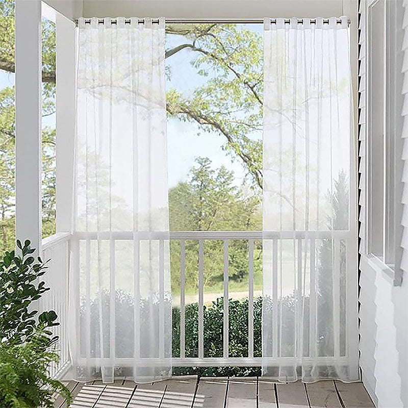 Rosnek Semi-Sheer Outdoor Curtains for Patio Waterproof Grommet Top ...