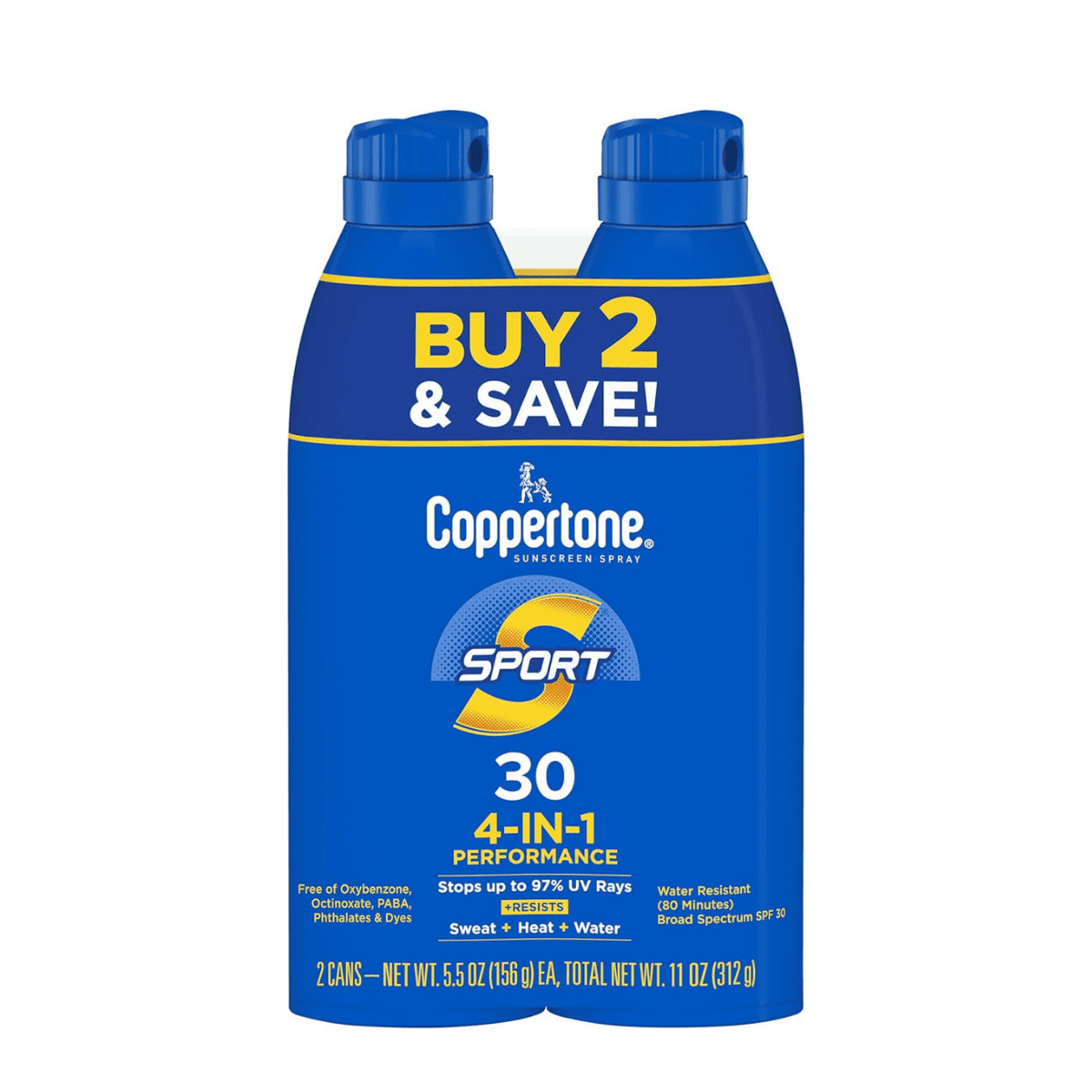 Coppertone Sport Protector Solar en Spray de Amplio Espectro SPF 30 Botella de 5.5 Onzas ...