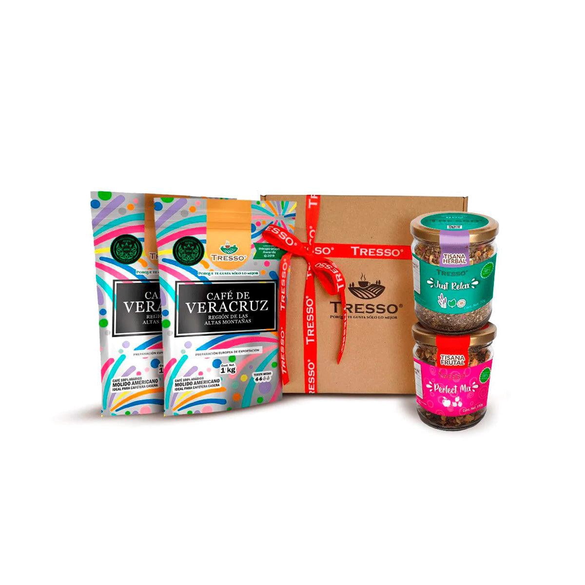TRESSO Combinación especial, cafés Veracruz 500g molido, tisana frutal ...