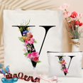 Initial Canvas Tote Bag Floral Letter Personalized Makeup Bag ...