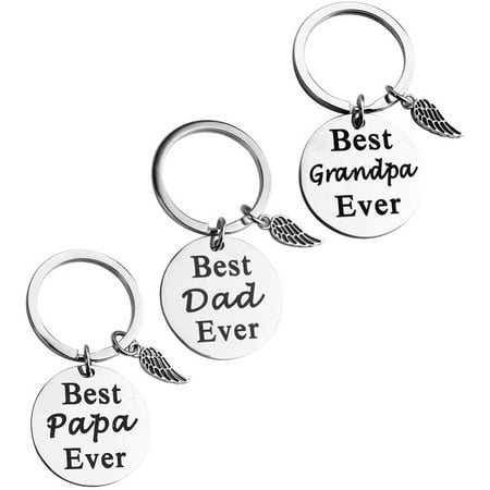 3 pieces Father's Day key ring, best dad always key ring, stainless ...