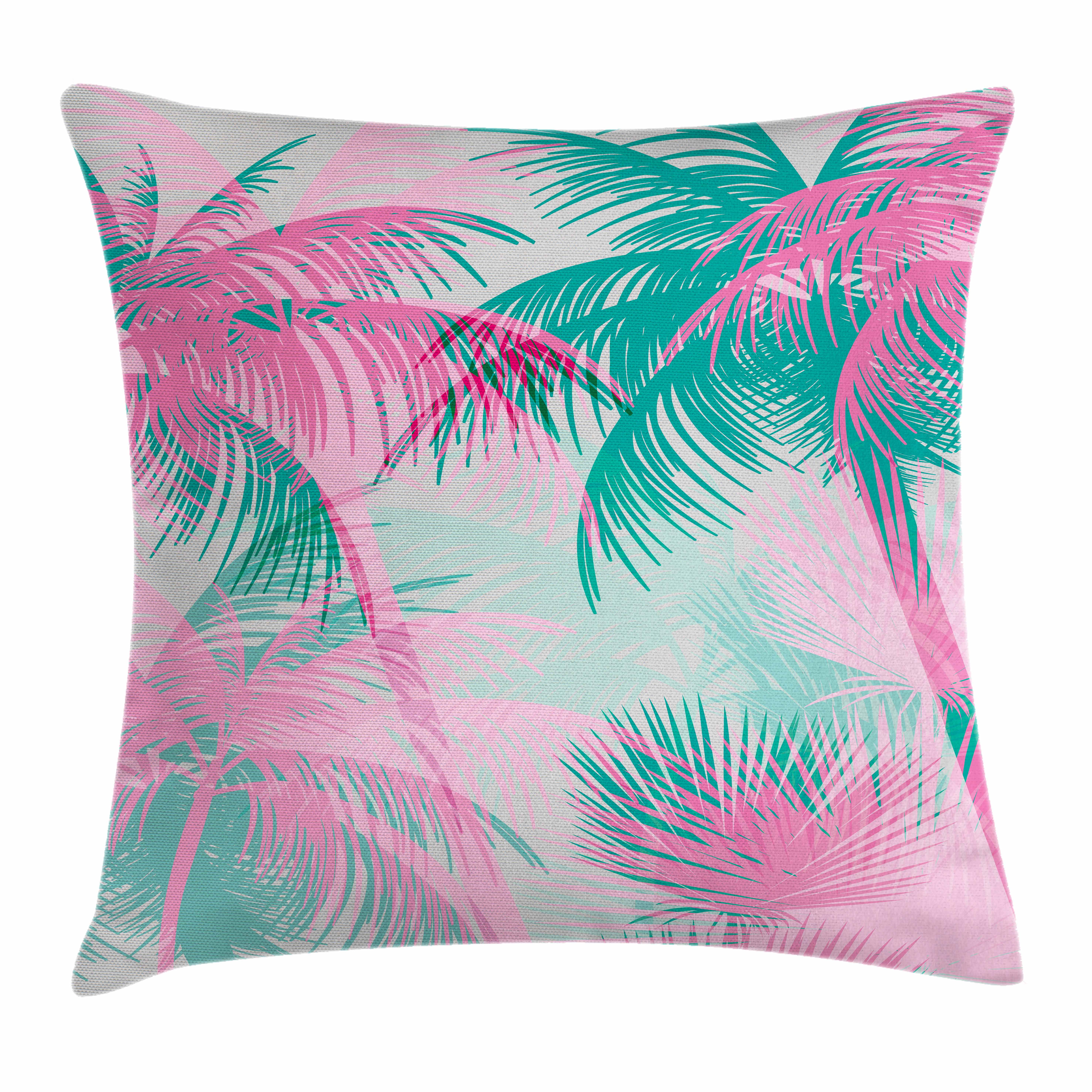 Palm Leaf Throw Pillow Cushion Cover, Beach Party Theme Vibrant ...