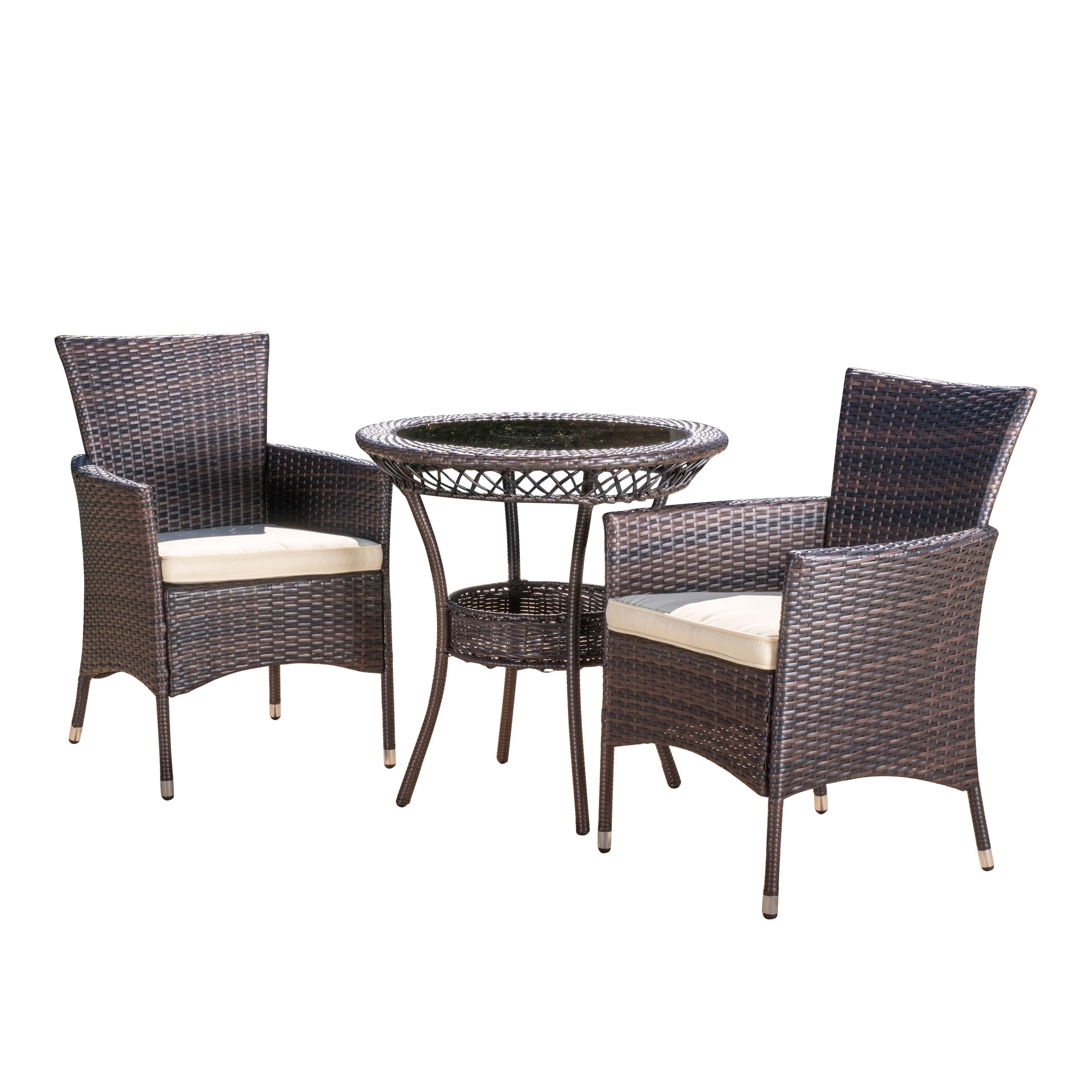 GDF Studio Peyton Outdoor Wicker Bistro Set, Multibrown - Walmart.com