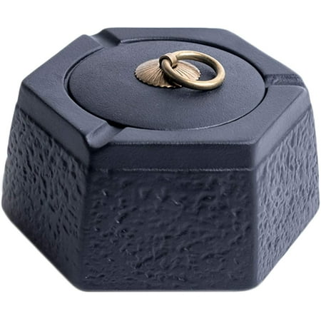 Cigarette Ashtray with Lid, Windproof Ceramic Ash Tray, Hexagonal ...