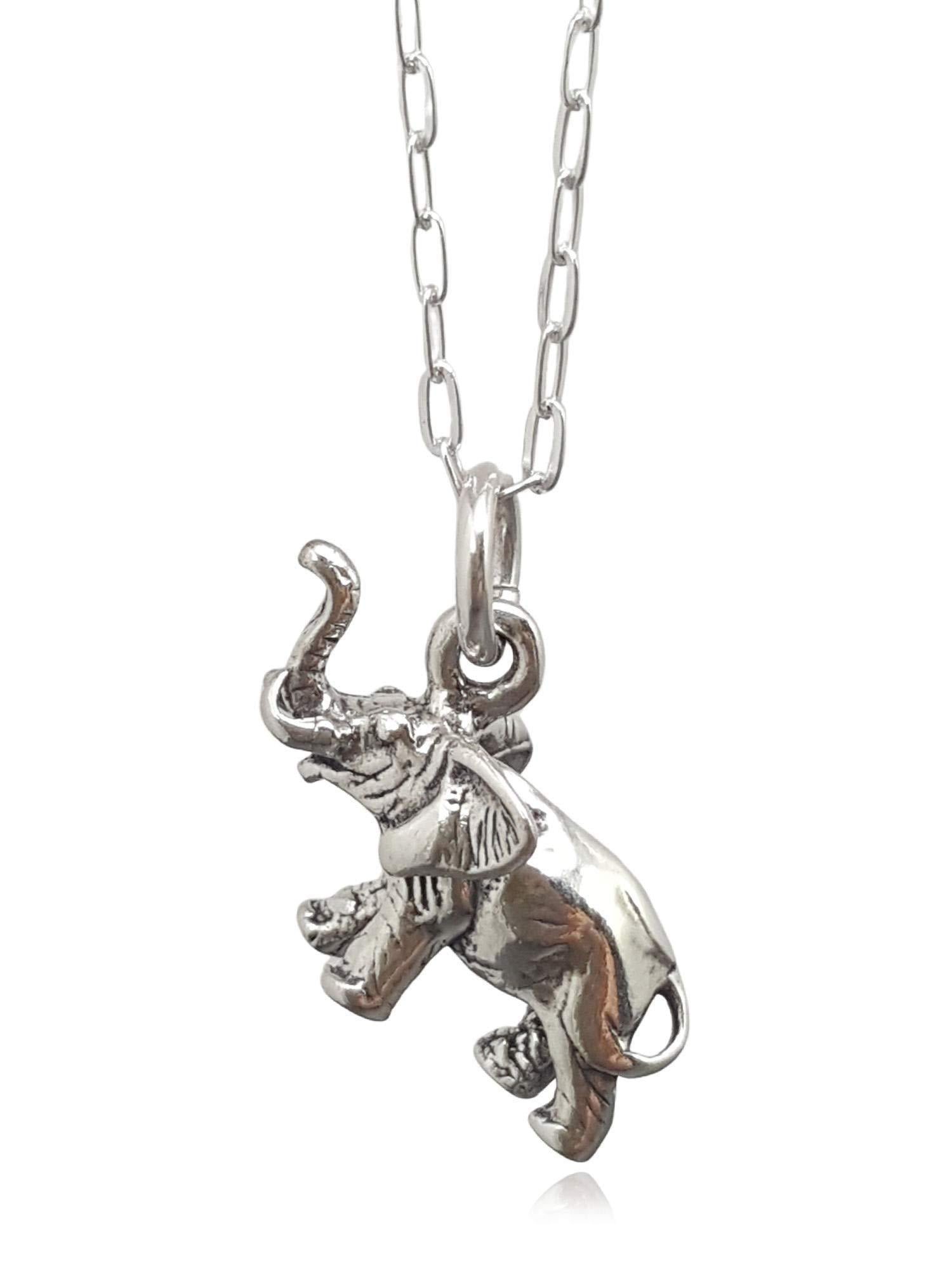Sterling Silver African Elephant 3D Charm Necklace, 18" - Walmart.com