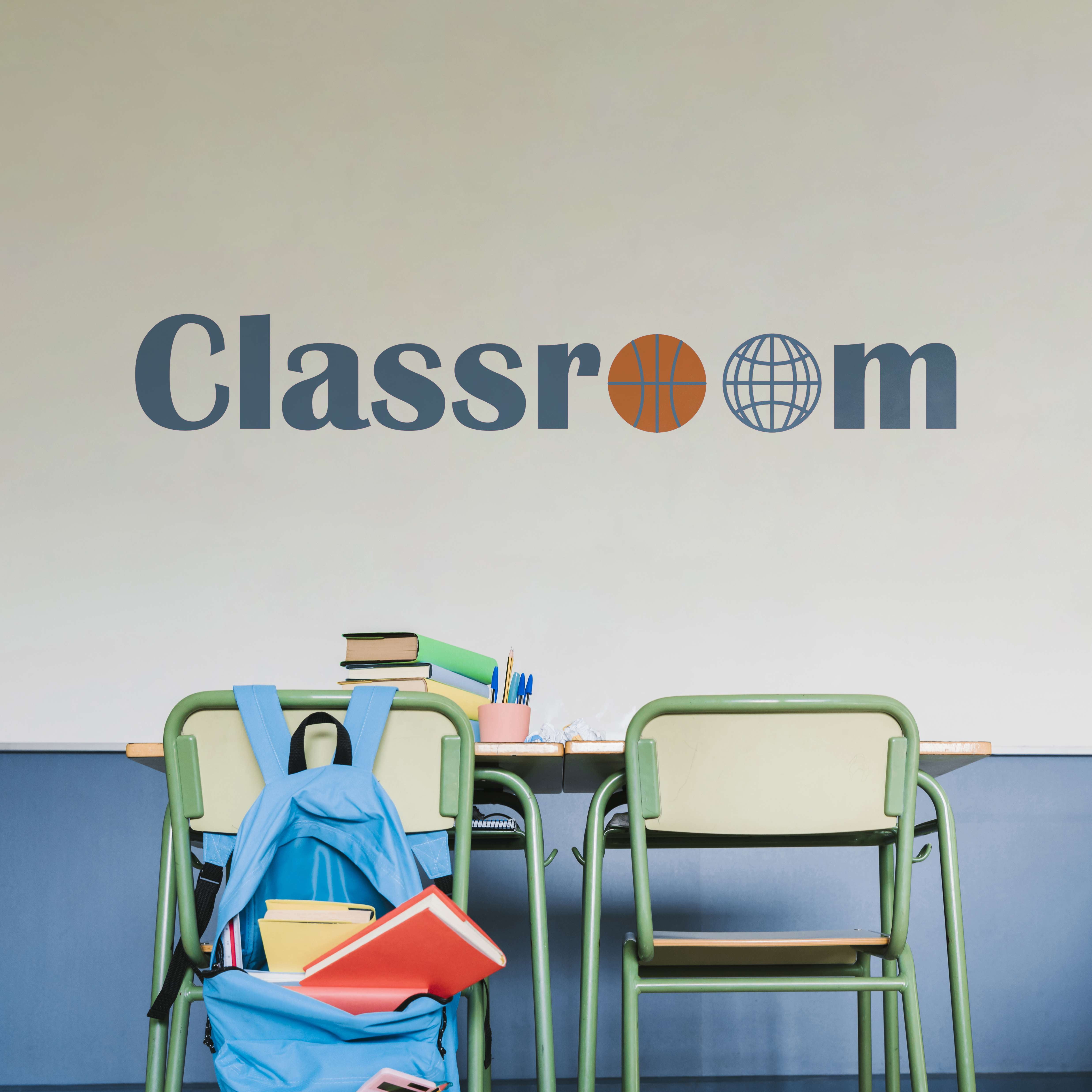 Classroom Logo with Basketball and Geometric Circle Design Vinyl Wall ...