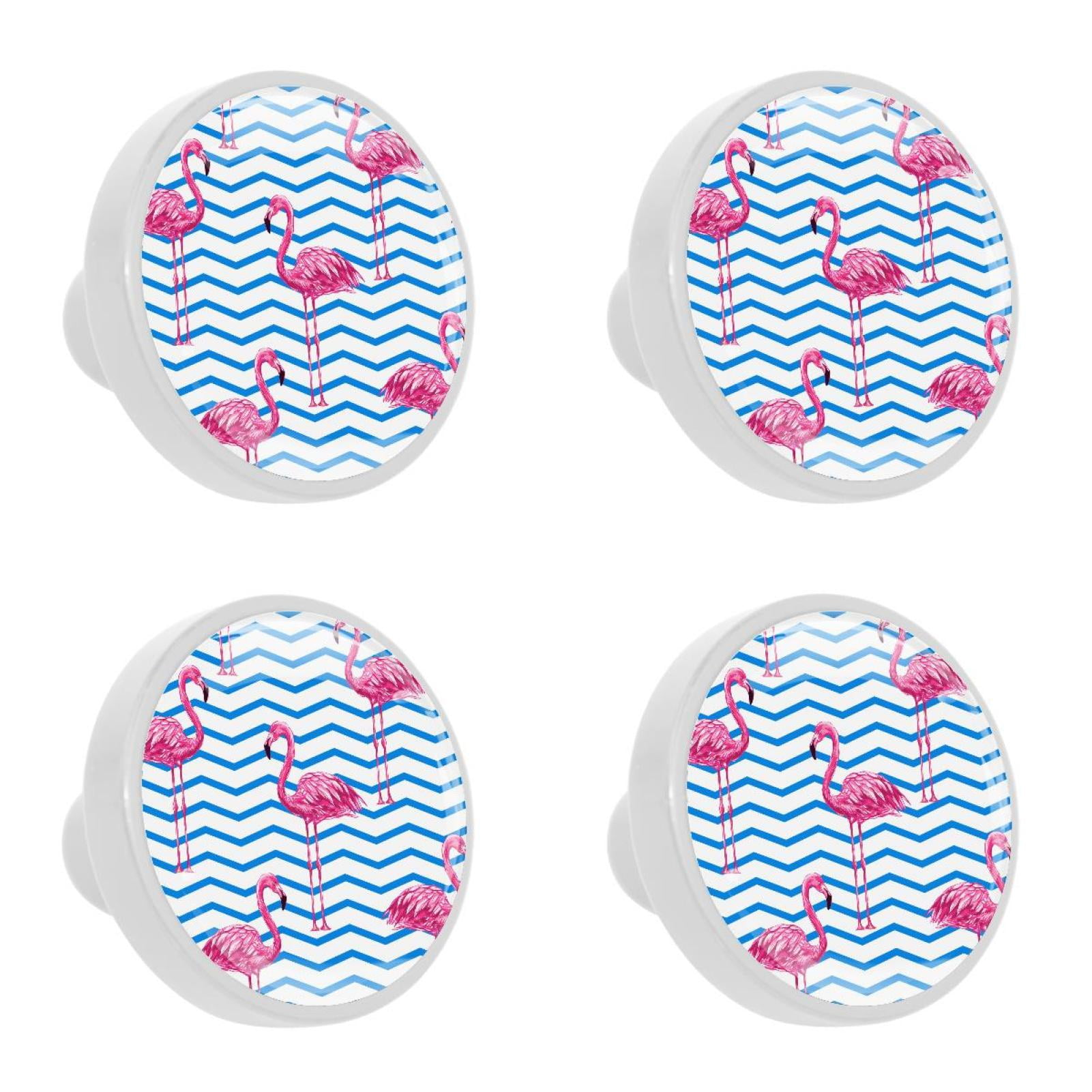 4 Pcs Flamingo Knobs for Kitchen Cabinet Cupboard Dresser Bookcase Drawer Pulls Handles Round ...