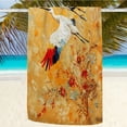1 crane pattern beach towel, oil painting style artwork, double crane ...