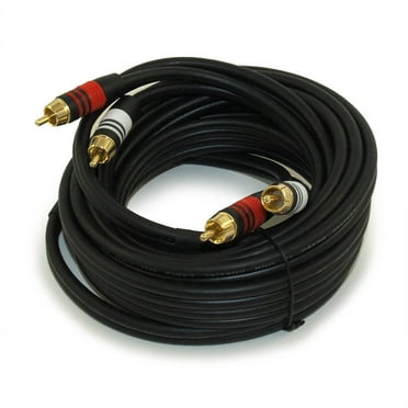 10ft 2 Wire RCA Premium Component Audio Cables, 24K Gold Plated, Black ...