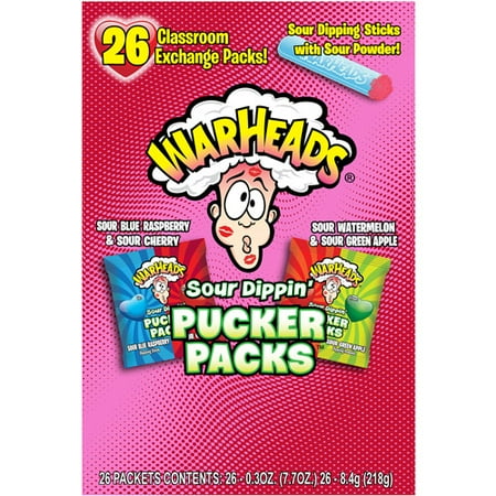 Warheads Sour Dippers Pucker Packs Valentine's Day Variety Pack, 0.3 Oz ...