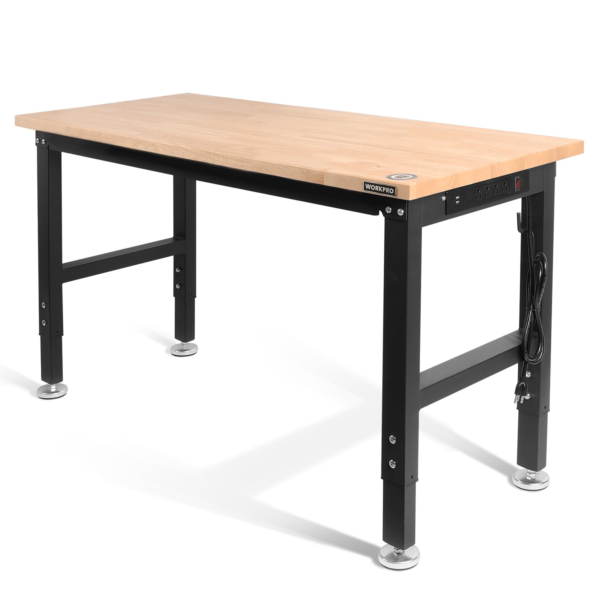 Aukfa Adjustable Workbench, 48" Heavy-Duty Worktable with Power Outlets ...