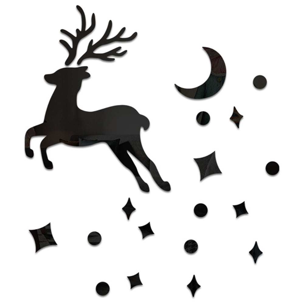 Moon and Sika Deer Mirror Wall Stickers Removable Wall Art Decorations ...