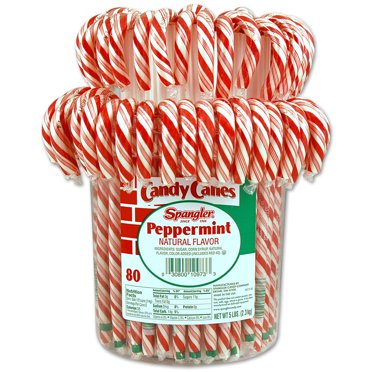 Red and White Peppermint Flavor Large Candy Canes 1-60 Count Jar ...