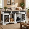 71" Double Dog Crate Furniture for Indoor Use, Extra Large Kennel with ...