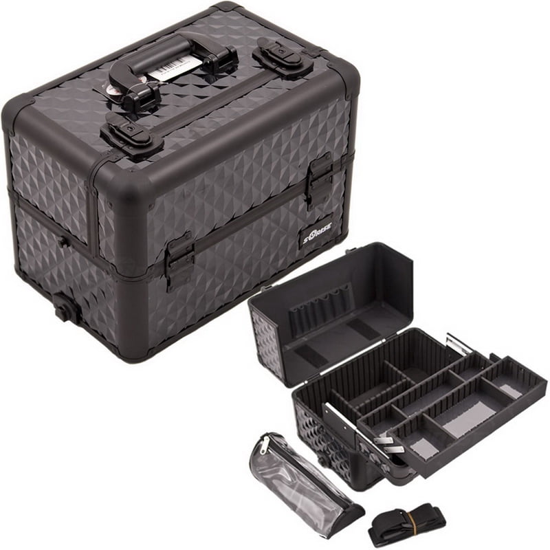 Sunrise E3307DMAB All Black Diamond Pro Makeup Case -E3307 - Walmart.com