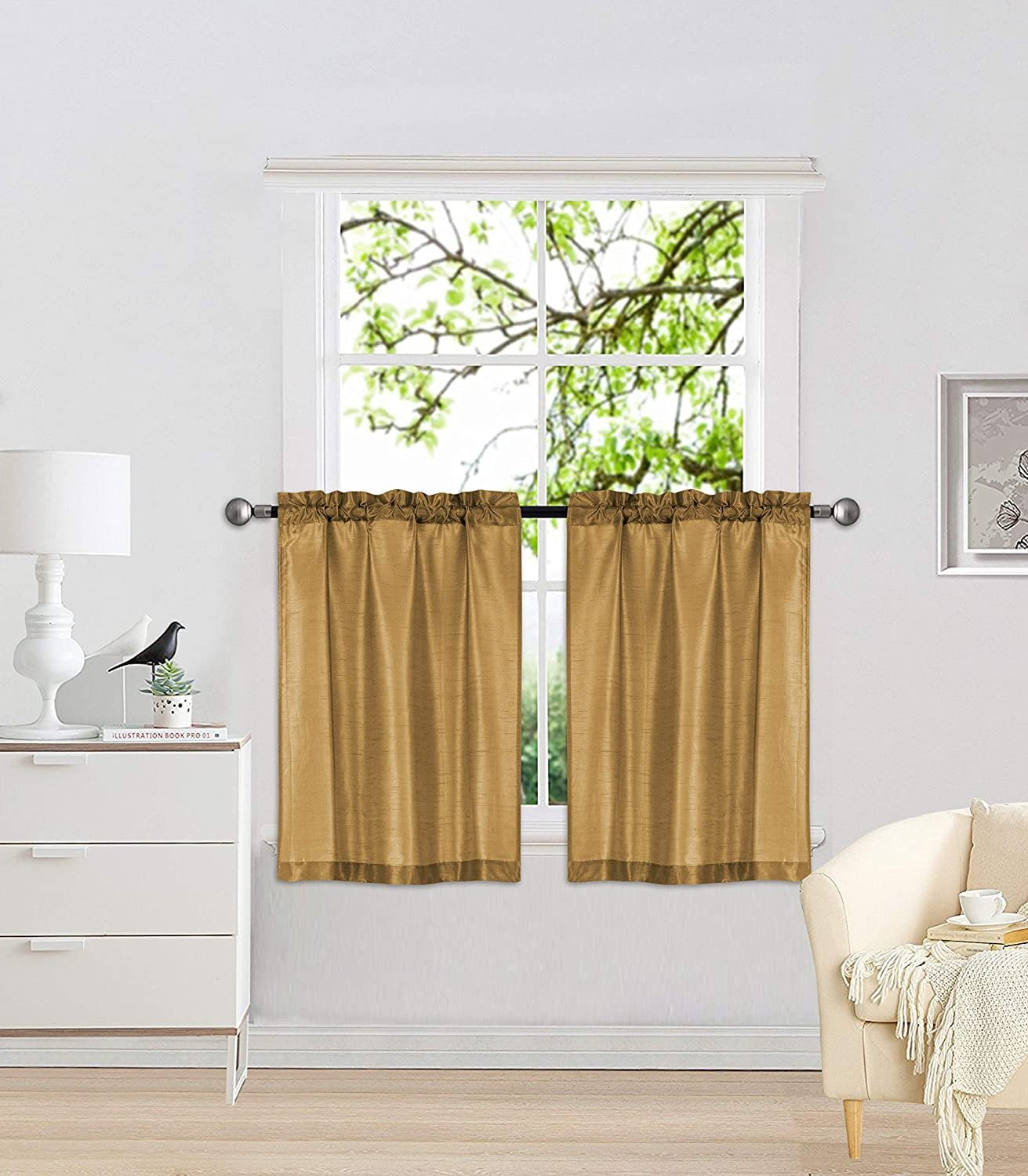 Sapphire Home 2 Panel Faux Silk Solid Curtain Drapes with Rod Pocket 54 ...