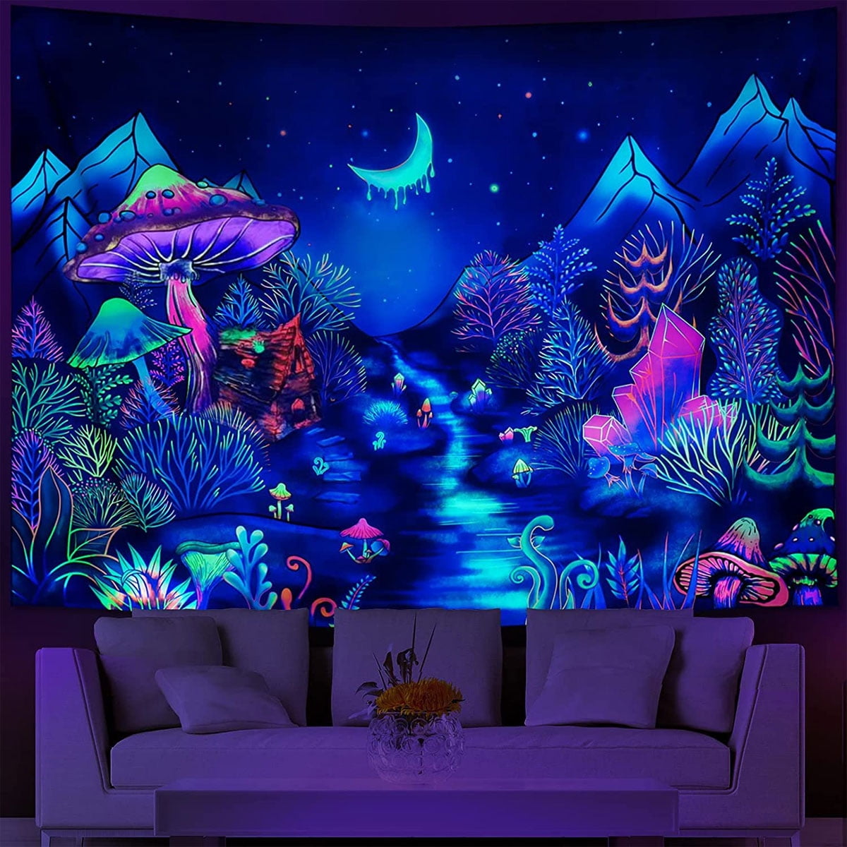 Click here for Zctt Tapestry Uv Reaction Plant Jellyfish Tapestry... prices