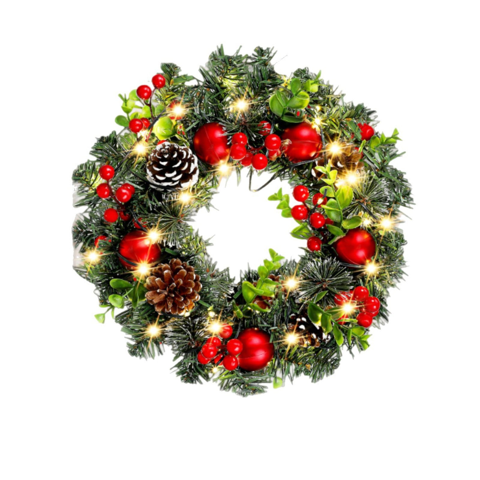 Click here for Eoozwa Christmas Wreath With Lights Berry Vines Ha... prices