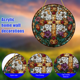 Acrylic Round Hanging Ornament 8x8 Inch, Floral Cross Stained Glass ...