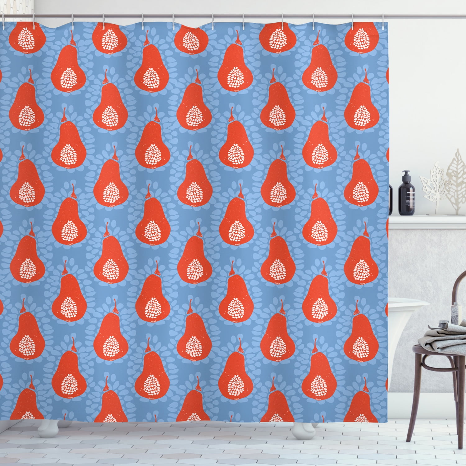 Fruit Shower Curtain, Natural Theme Food and Hand Painted Pears Pips ...
