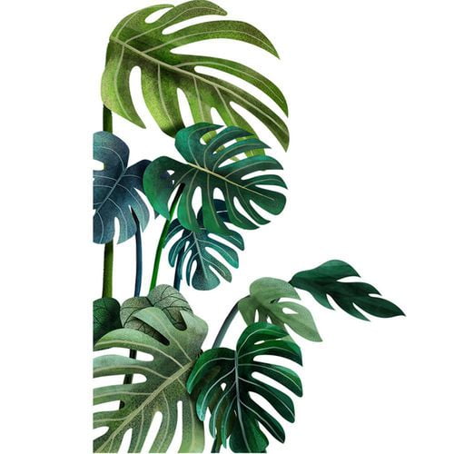 Shiyao 2pcs Plant Decor Wall Stickers Diy Tropical Palm Leaves Wall