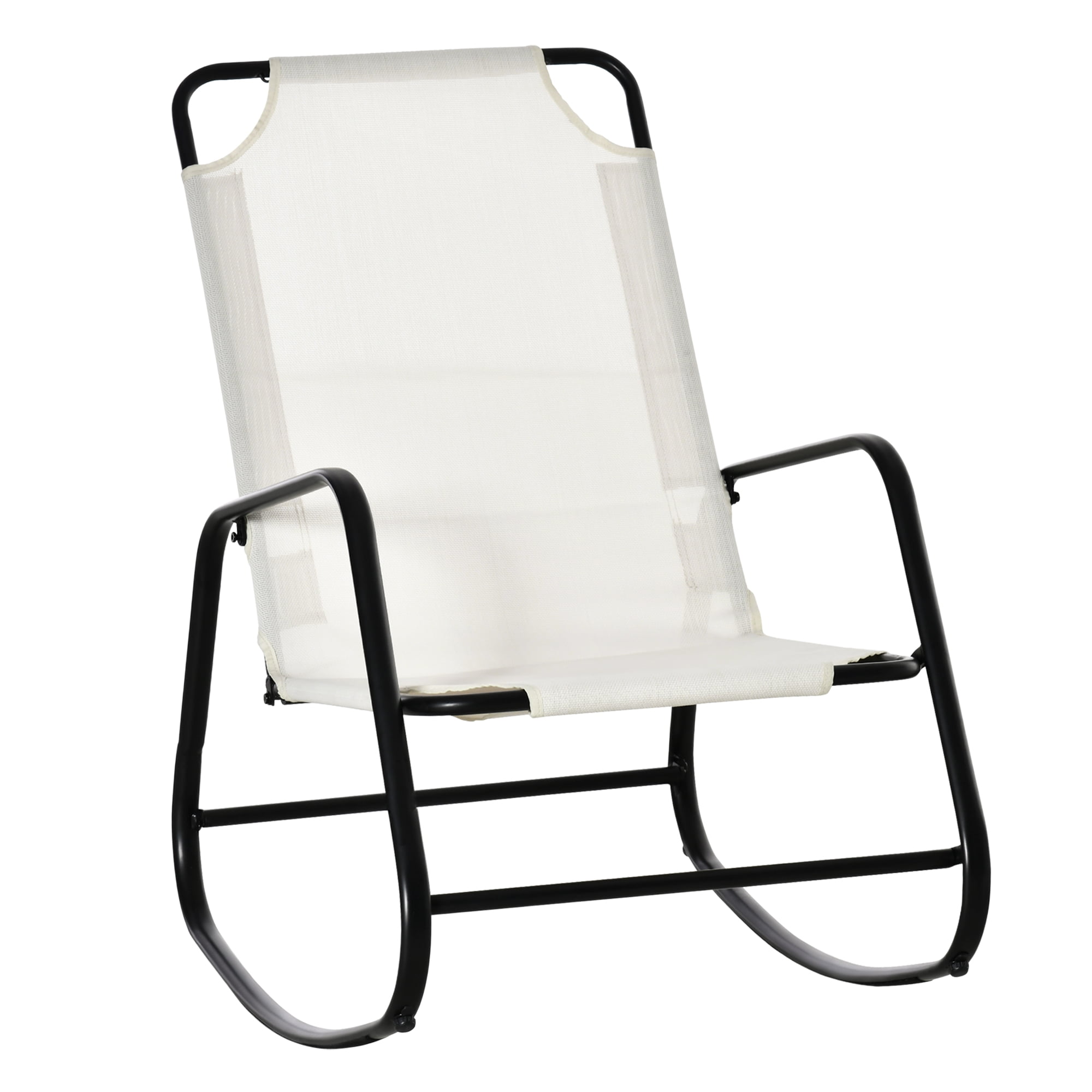 Outsunny Garden Rocking Chair, Outdoor Indoor Sling Fabric Rocker for ...
