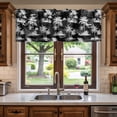 Black Retro Tropical Valances for Windows, Palm Trees Old Newspapers ...