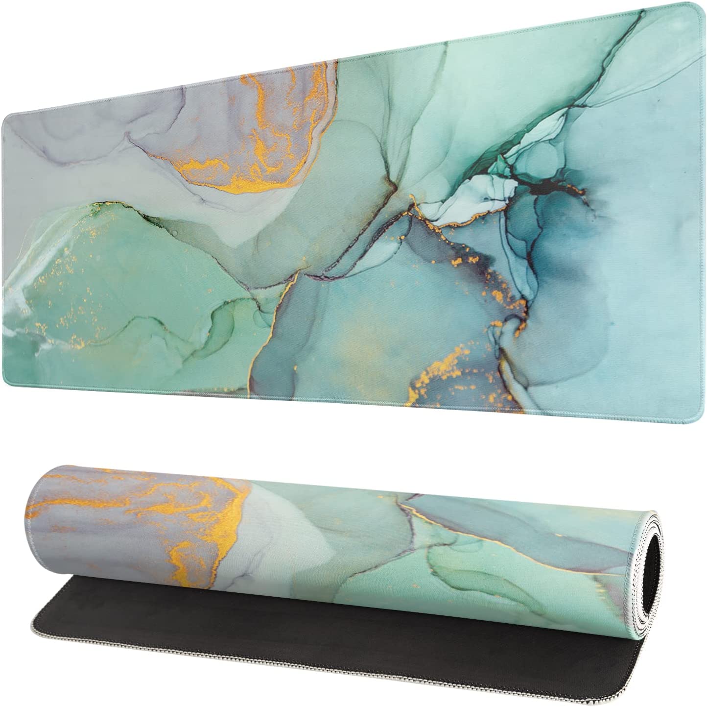 Green Marble Extended Mouse Pad 31.5x11.8 Inch Turquoise Desk Marble ...