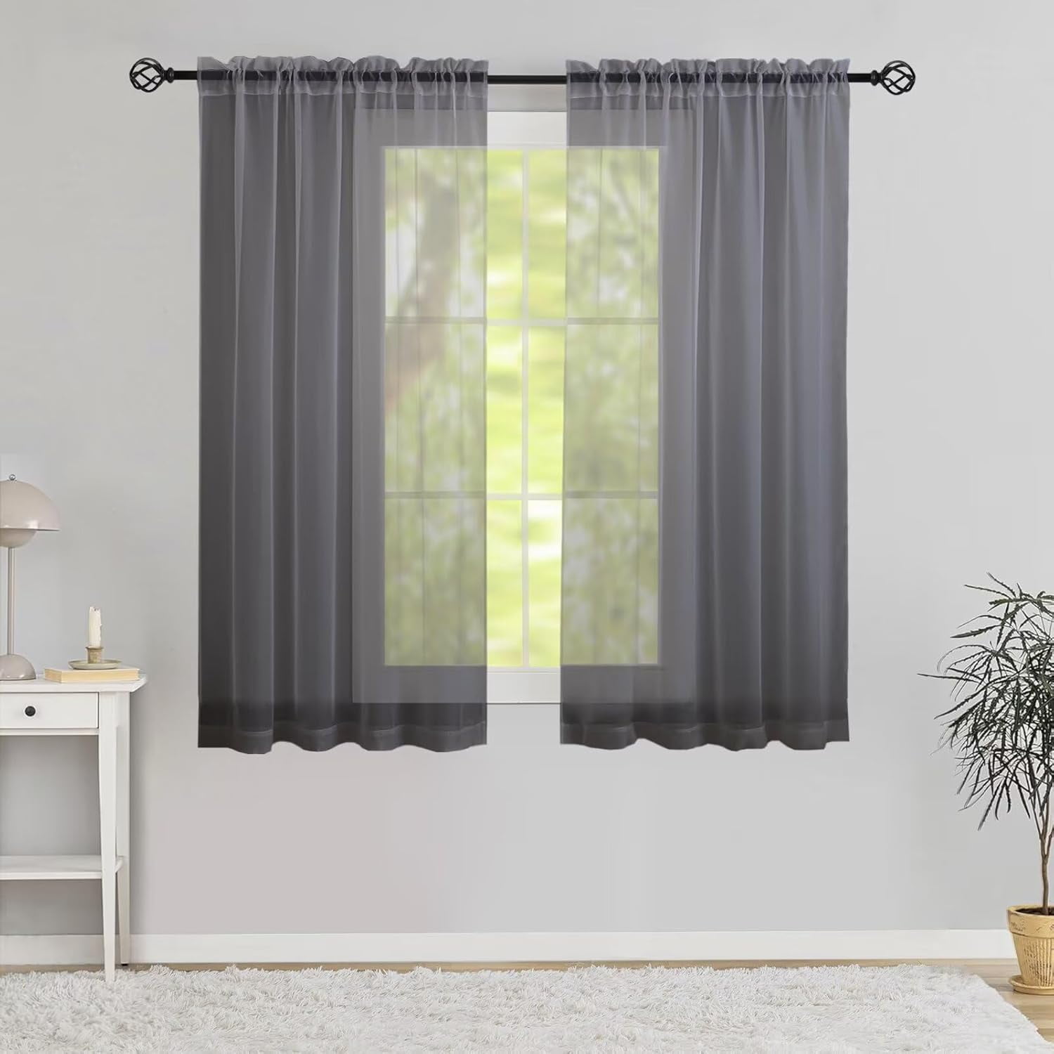 Click here for Siabc-Semi Voile Sheer Curtains 45 Inches Long 2 P... prices