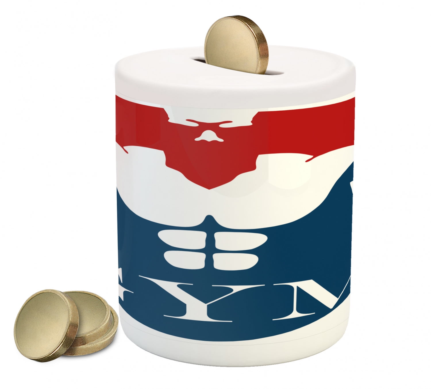 Fitness Piggy Bank, Strong Muscular Man with Biceps Powerful Athlete ...