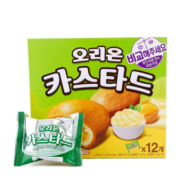 Orion Korean Custard Cream Cake Snack, 12 Individually Wrapped (8 Pack ...