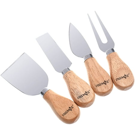 COSMOS Set of 4 Cheese Knives with Wood Handle Steel Stainless Cheese ...