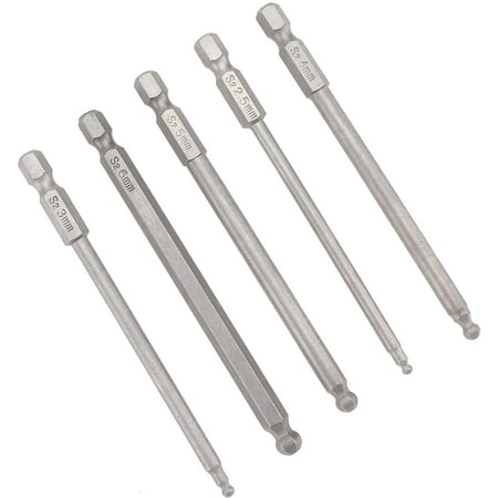 5pcs 100mm Ball End Hex Screwdriver Bits Magnetic Screwdriver Bits Set ...