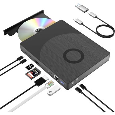 Slim 3D Blu-ray CD/DVD Drive, USB 3.0 & Type-C, for PC, Laptop, Desktop ...