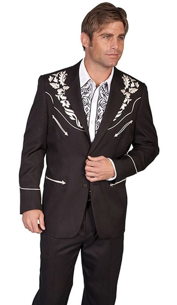 Scully Western Blazer Mens Embroidered Floral Tonal P-733 - Walmart.com