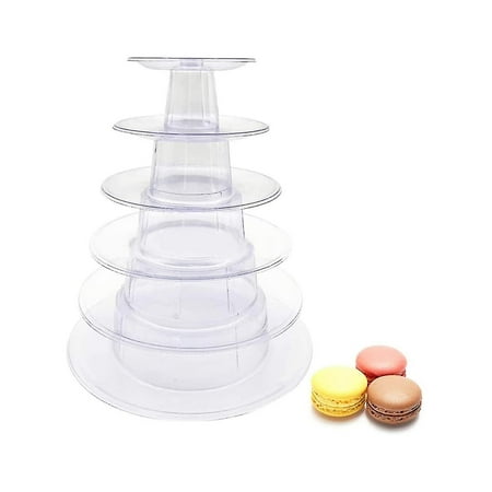 6 Tier Round Plastic Macaron Tower Stand Macarons Holder Macaroon Cake ...