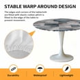 Abstract Block Round Table Cover, Minimalist Beige Blue Overlapping ...