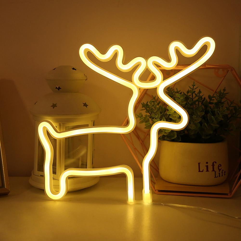 Coloody Deer Neon Lights LED Neon Light Sign Neon Wall Light Battery ...