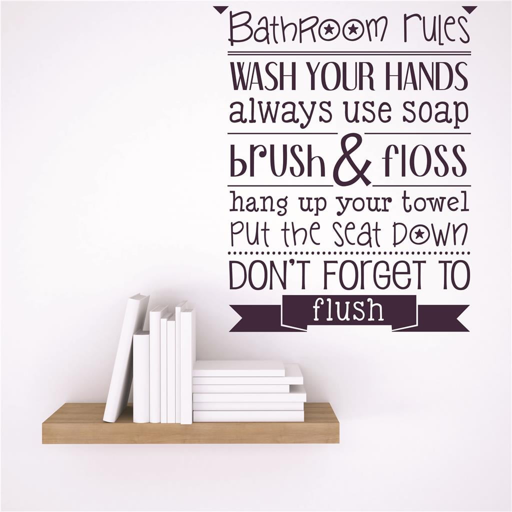 Home Wall Decals rules wash your hands always use soap brush Bedroom ...