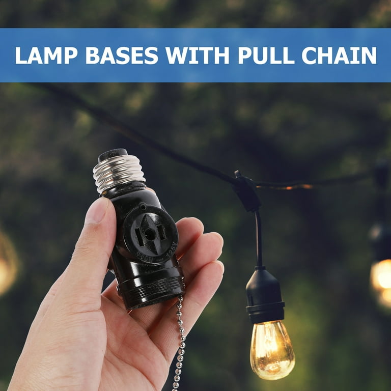 In Light Bulb Pull Chain Adapter Leviton 660 Watt 15 Amp 2 Outlet