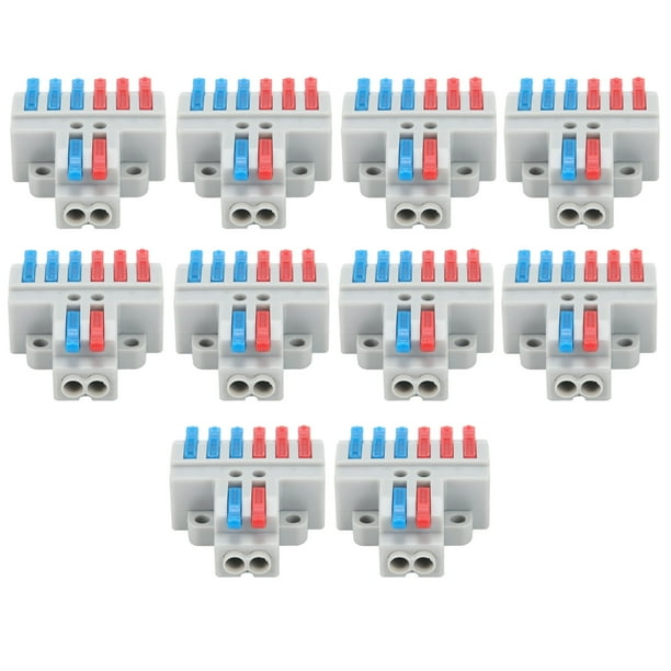 10Pcs Wire Conductor Connector 2‑in‑6‑out with Fixed Hole 4mm² Splitter ...