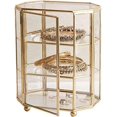 3-Tier Glass and Gold Jewelry Box, Makeup Organizer, Glass Display Case ...