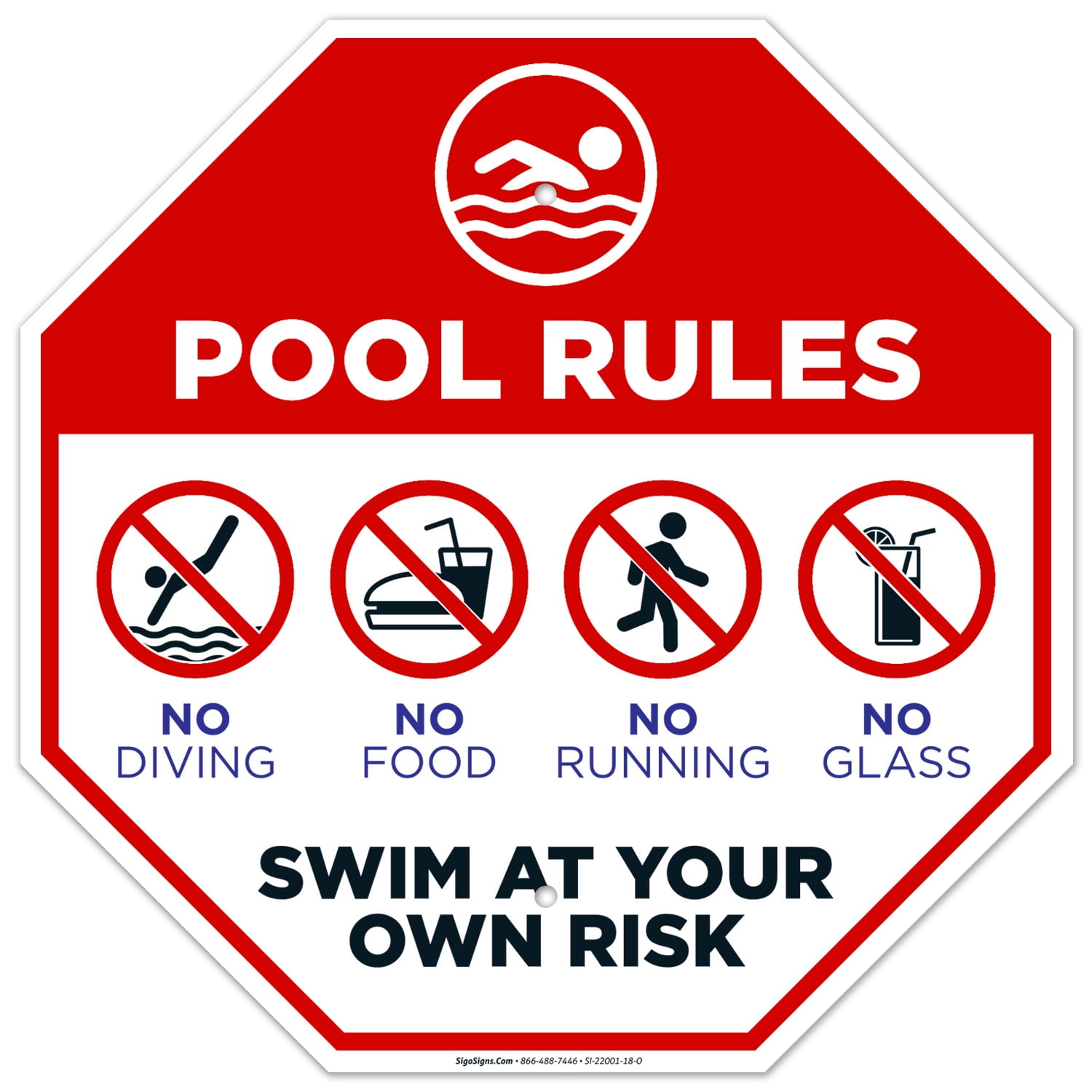 Pool Rules Sign, Pool Sign, - Walmart.com