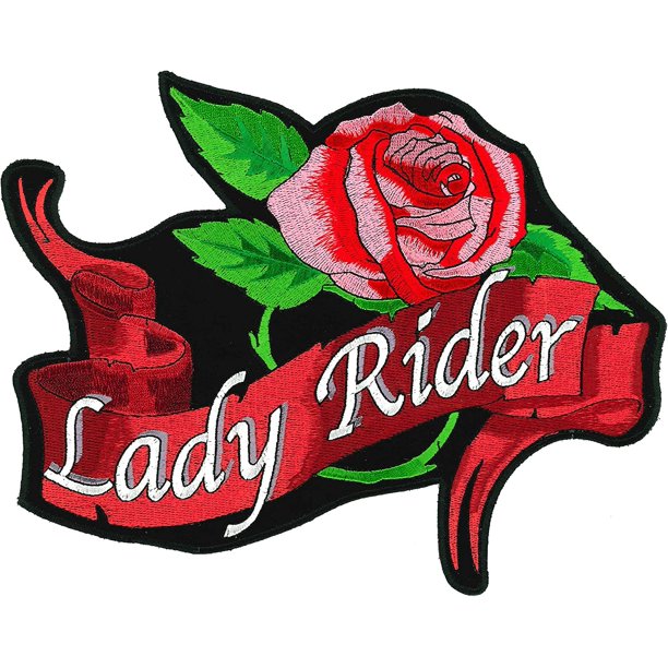 LADY RIDER PATCH - The Embroidered Artwork Heat Sealed Backing Sew-On ...