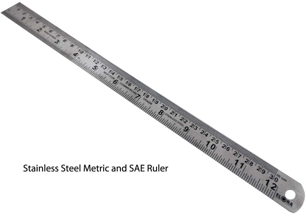 Hawk Precise 12" (300mm) Sae/metric Stainless Steel Ruler: TM-10120 ...