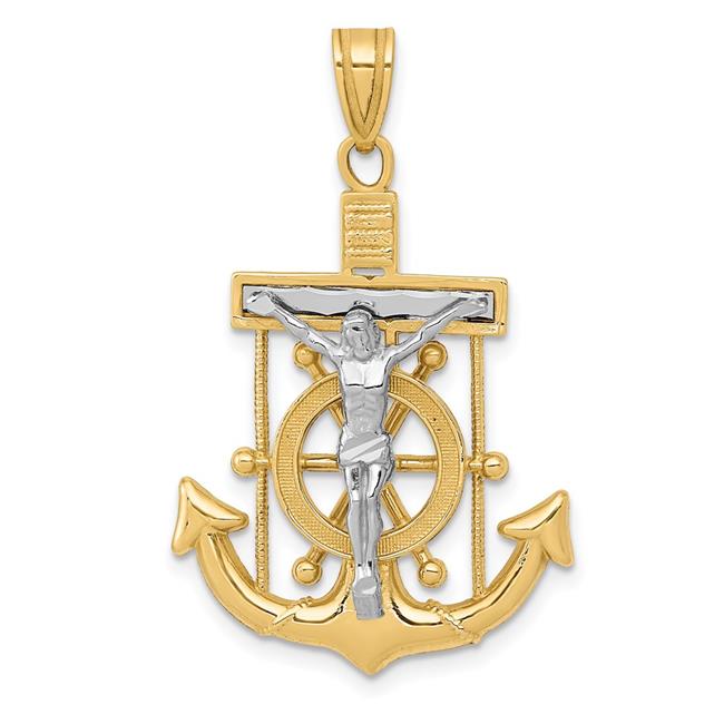 Finest Gold 14K Two-Tone Diamond-Cut Mariners Cross Pendant - Walmart.com