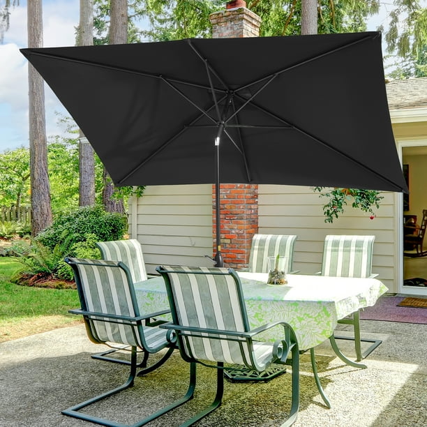 Sonerlic 10 x 6.5ft Outdoor Patio Rectangular Table Umbrella with Hand ...
