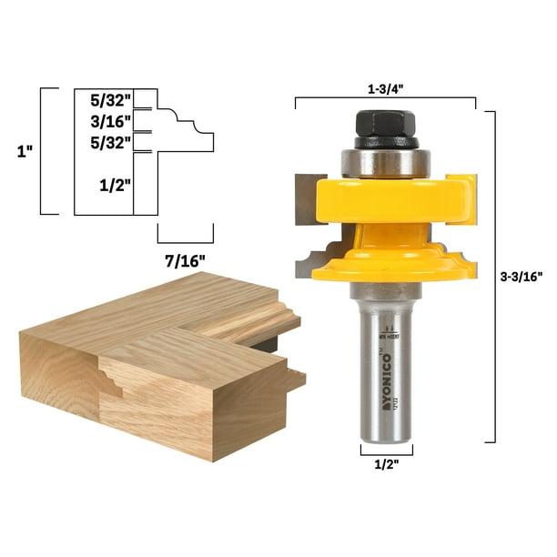 1 Pc. Glass Door Rail & Stile Reversible Router Bit - 1/2" Shank ...
