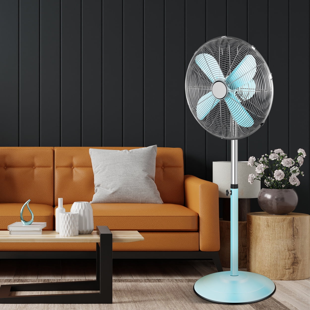 16 Inch High Speed Stand Fan, Adjustable Height Electric Fan, Low Noise ...