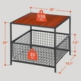 HomGarden 20'' Living Room Wooden Square End Table with Wire Storage ...